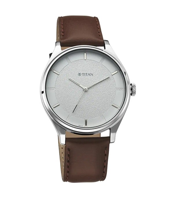 TITAN Workwear White Dial & Leather Strap Watch 1802SL13 - Gadgetoo.Com.bd