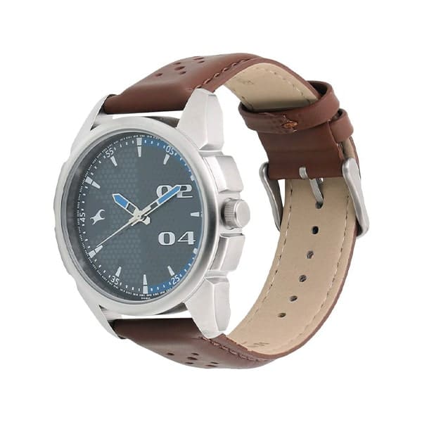 Fastrack 3124SL06 Loopholes Quartz Analog Grey Dial Leather Strap Watch ...