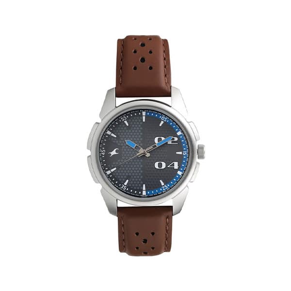 Fastrack 3124SL06 Loopholes Quartz Analog Grey Dial Leather Strap Watch ...