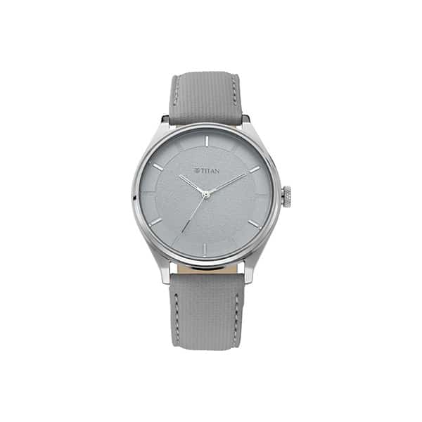 Titan 1802SL12 Workwear Grey Dial & Leather Strap Watch - Gadgetoo.Com.bd