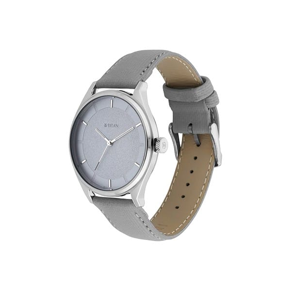 Titan 1802SL12 Workwear Grey Dial & Leather Strap Watch - Gadgetoo.Com.bd